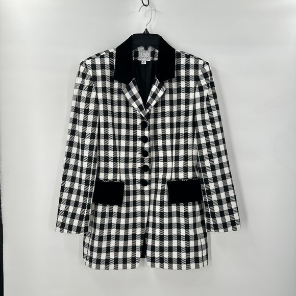 Gantos | Jackets & Coats | Vintage Gantos Black White Gingham Blazer ...